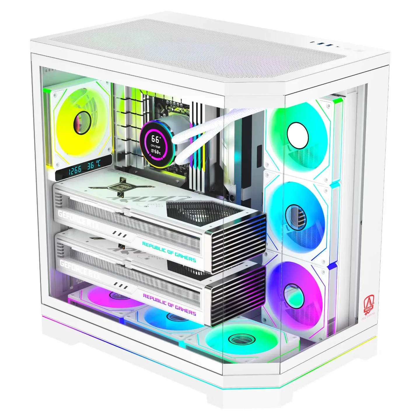 AOC ACG802 ATX Gaming Computer Case Sea-View Design 9 Slots Dual ...
