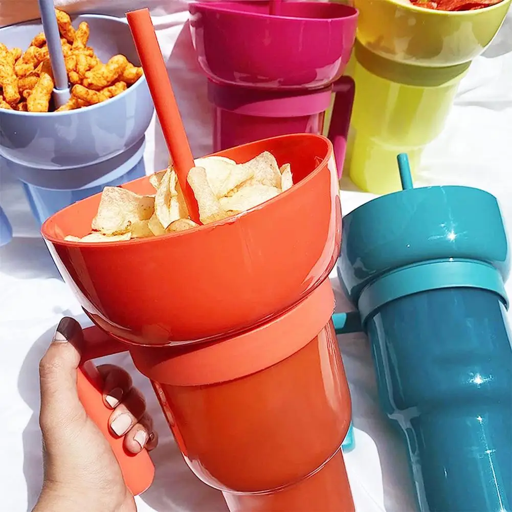 2-In-1-Snack-Bowl-Drink-Cup-with-Straw-Portable-Stadium-Tumbler-Color ...