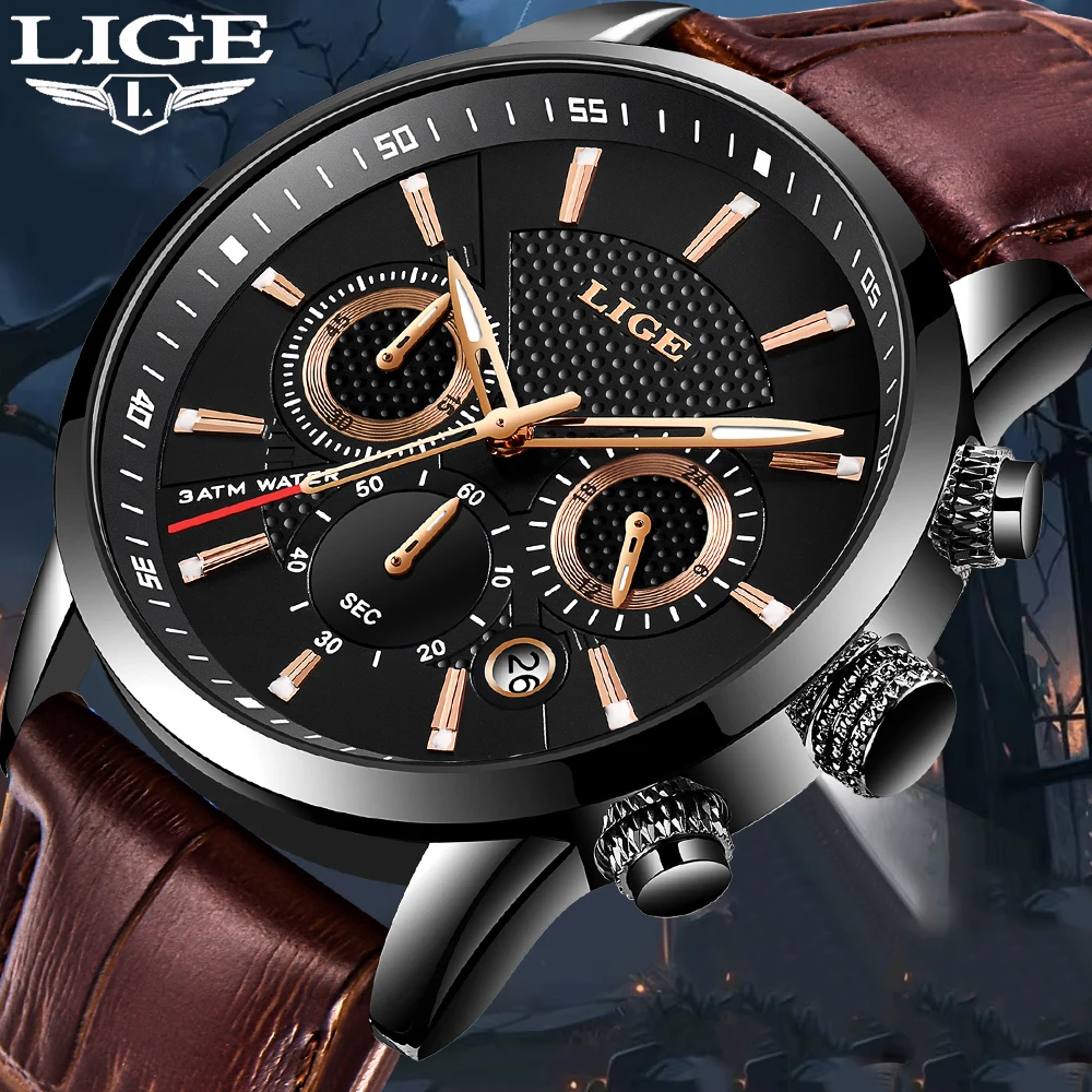 LIGE-New-Fashion-Sport-Quartz-Watches-Men-Luxury-Business-Leather-Watch ...