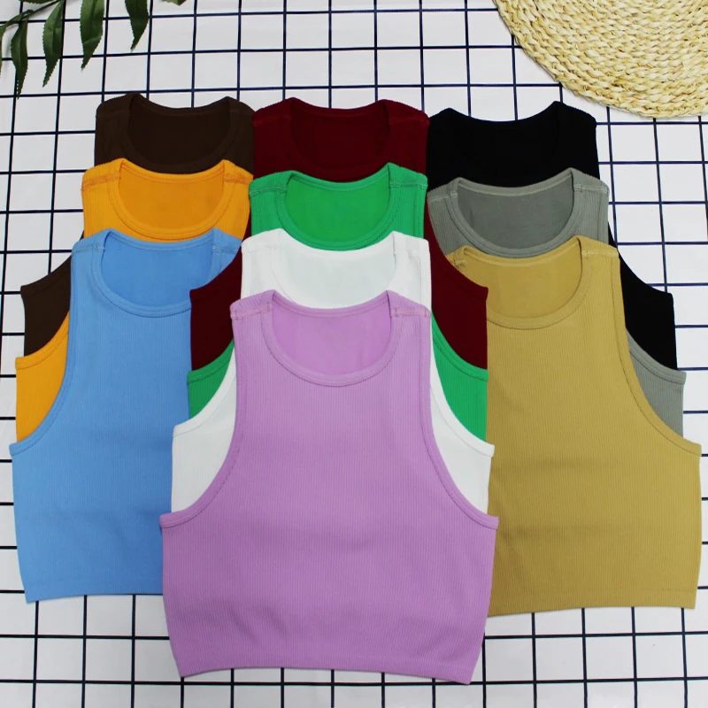 NORMOV-Fitness-Yoga-Bra-Sports-Crop-Tops-Seamless-Ribbed-Sports-Bras-Tops-Knit-Paddleless-Top ...