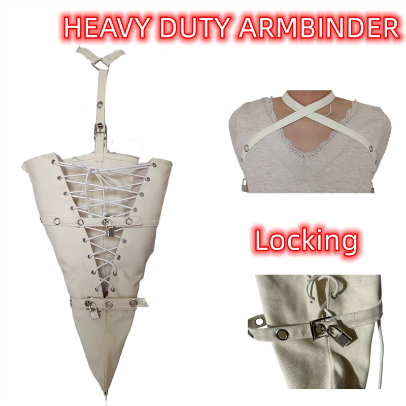 BDSM Heavy Duty Canvas Arm Binder Restraints Locking Straitjacket ...