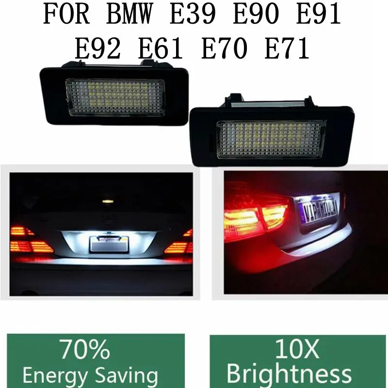 For BMW E39 E60 License Plate Light 6000k White No Error Led Number ...