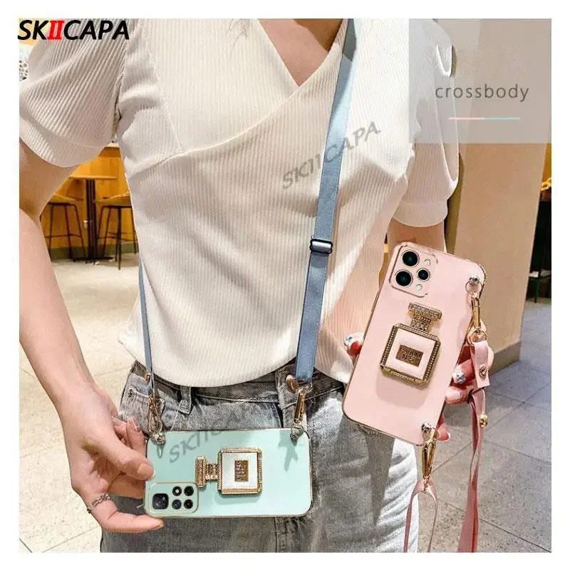 Para-Motorola-G85-5G-S50-NEO-cord-n-cruzado-chapado-en-diamante-soporte ...