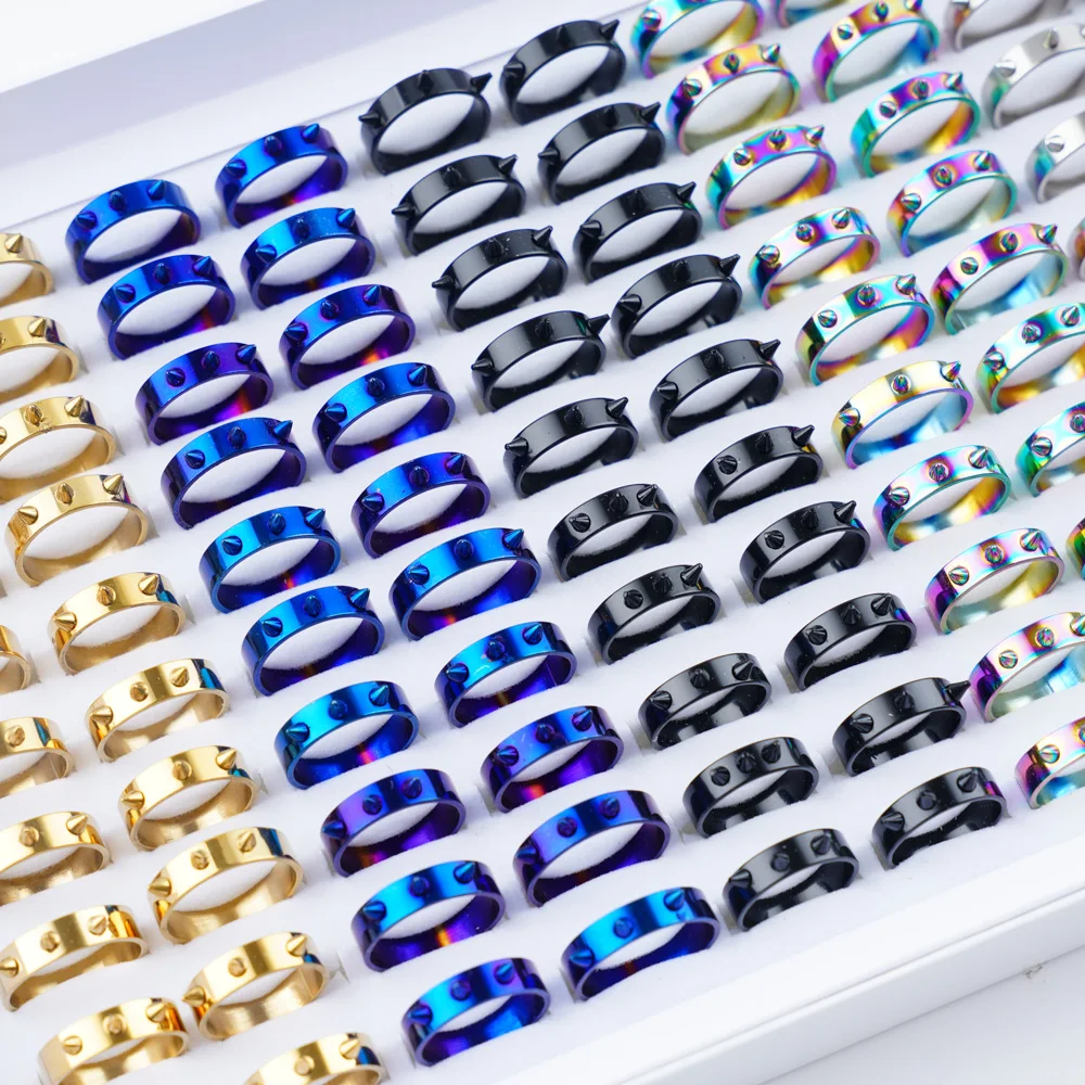 50Pcs-Lot-Vintage-Classic-Stainless-Steel-Ring-For-Men-Women-Punk-Style ...