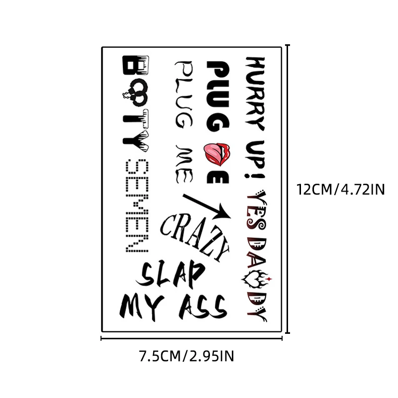 Sexy-Sentence-Text-Temporary-Sticker-Waterproof-Colored-Chest-Ankle ...