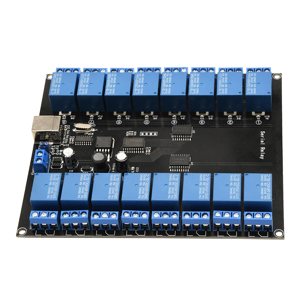 16-Channel-16-CH-Serial-Relay-Module-DC-7V-38V-10A-250V-Load-USB-Power ...