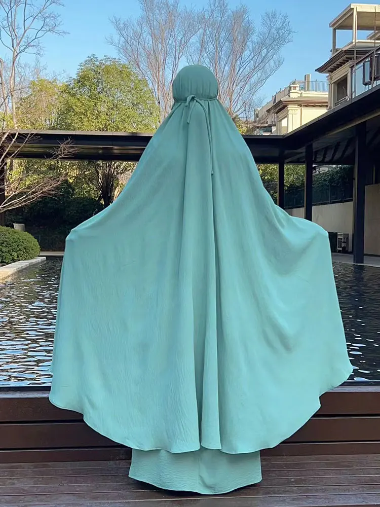 Muslim-Women-Prayer-Outfit-Matching-Long-Khimar-Elastic-Waist-Skirt ...