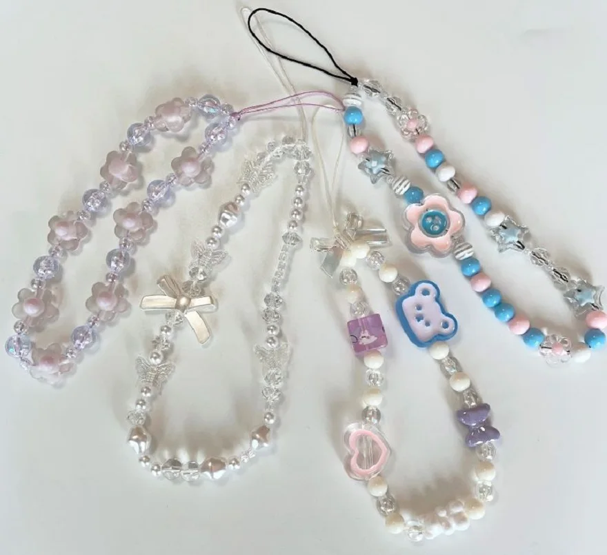 Cute-Pearl-Bowknot-Beaded-Mobile-Phone-Chain-For-Women-Girls-Telephone ...