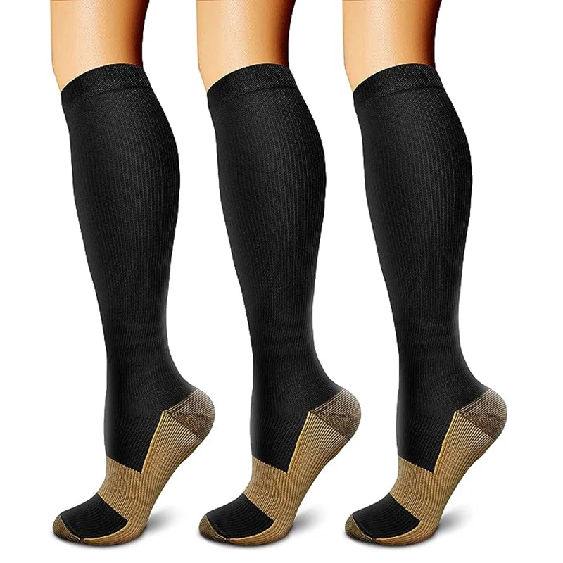 3-Pack-Copper-Compression-Socks-Knee-High-Sports-Socks-Varicose-Veins ...