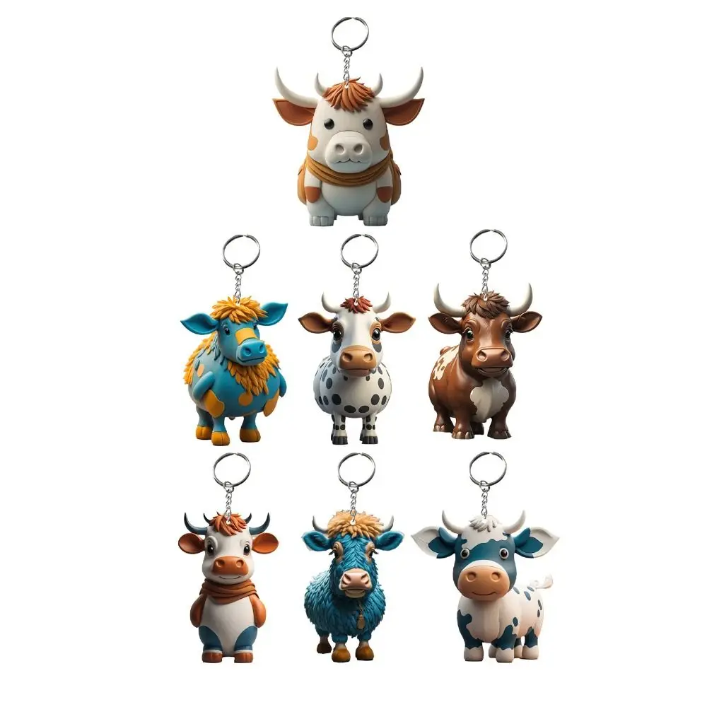 3-15in-Cow-Key-Ring-Cartoon-Cute-Car-Keychain-Creative-Highland-Cattle ...