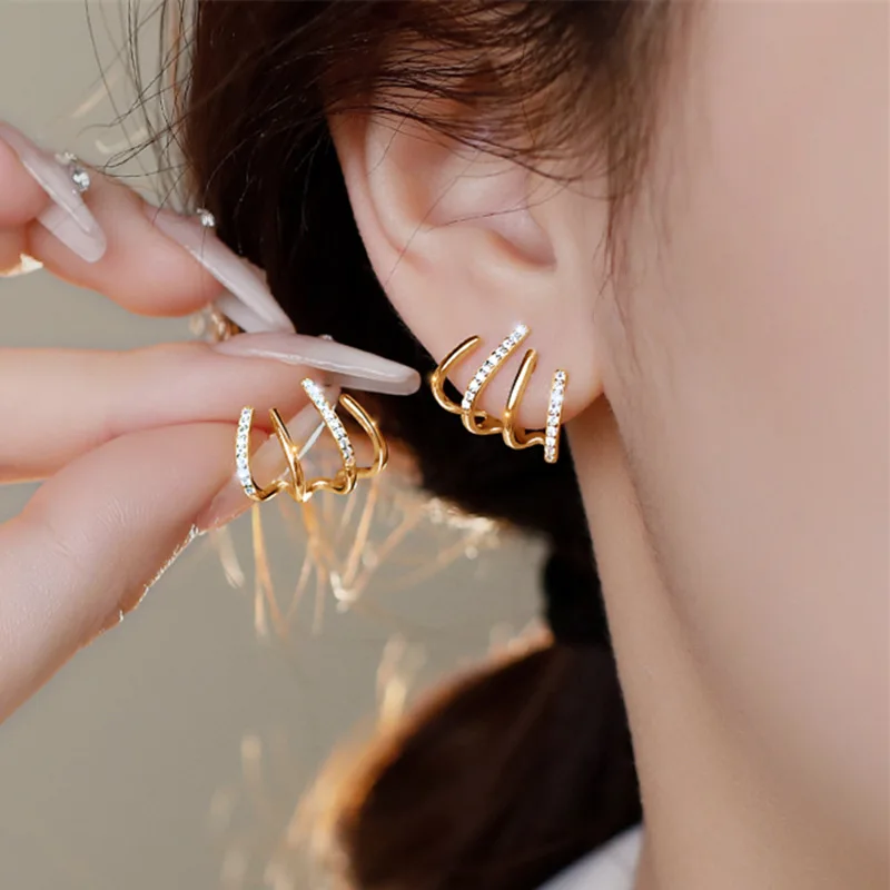 Korean-Earring-Claw-Ear-Hook-Clip-Earrings-for-Women-Four-Prong-Setting ...