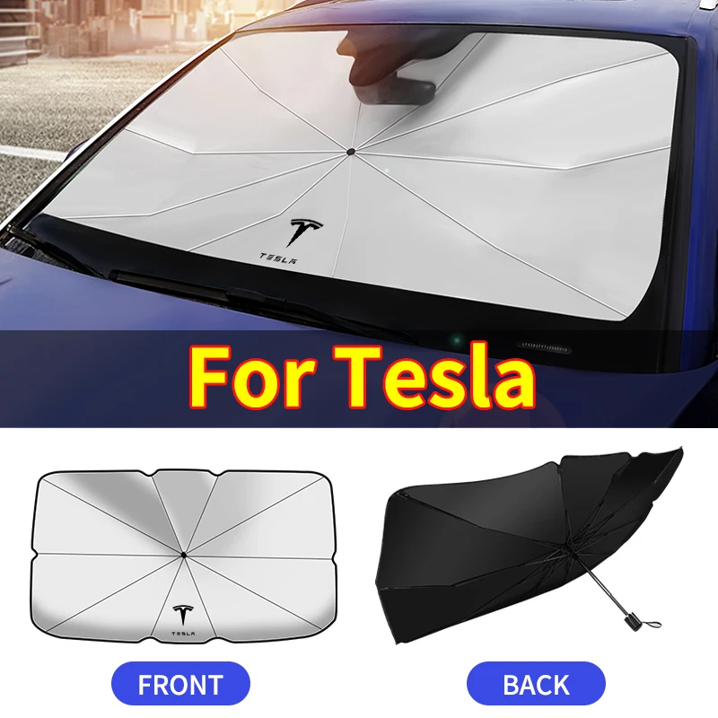 Car Logo Front Rear Window Visor Car Windshield Block Cover For Tesla ...