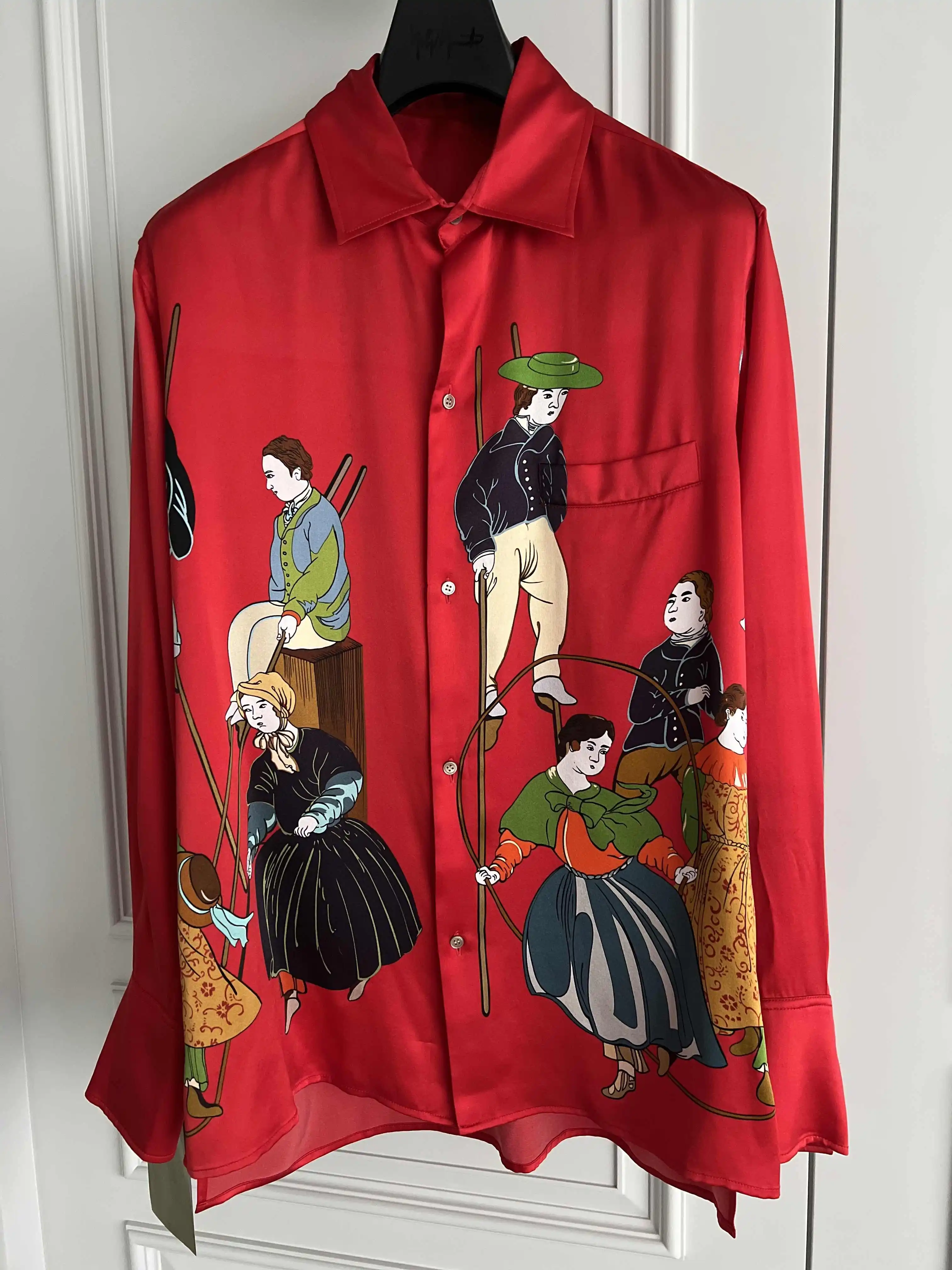 TOP-YAMAMOTO's original design, a red silk printed shirt for men from ...