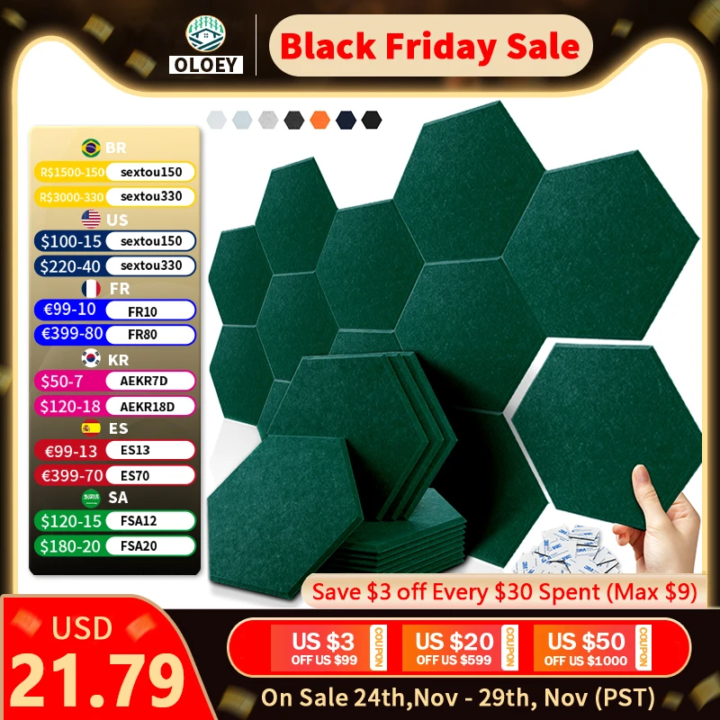 12Pcs Soundproofing For Studio Home Recording Sound Absorbing Panels ...