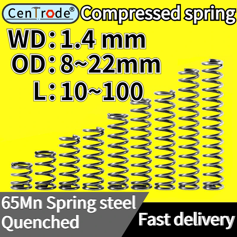 10 Pcs Spring Steel Compressed Spring Line Diameter 1.4mm Outer ...