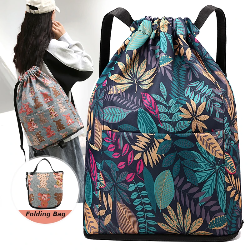 Fashion-Casual-Women-Drawstring-Bag-High-Quality-Fabric-Female-Folding ...