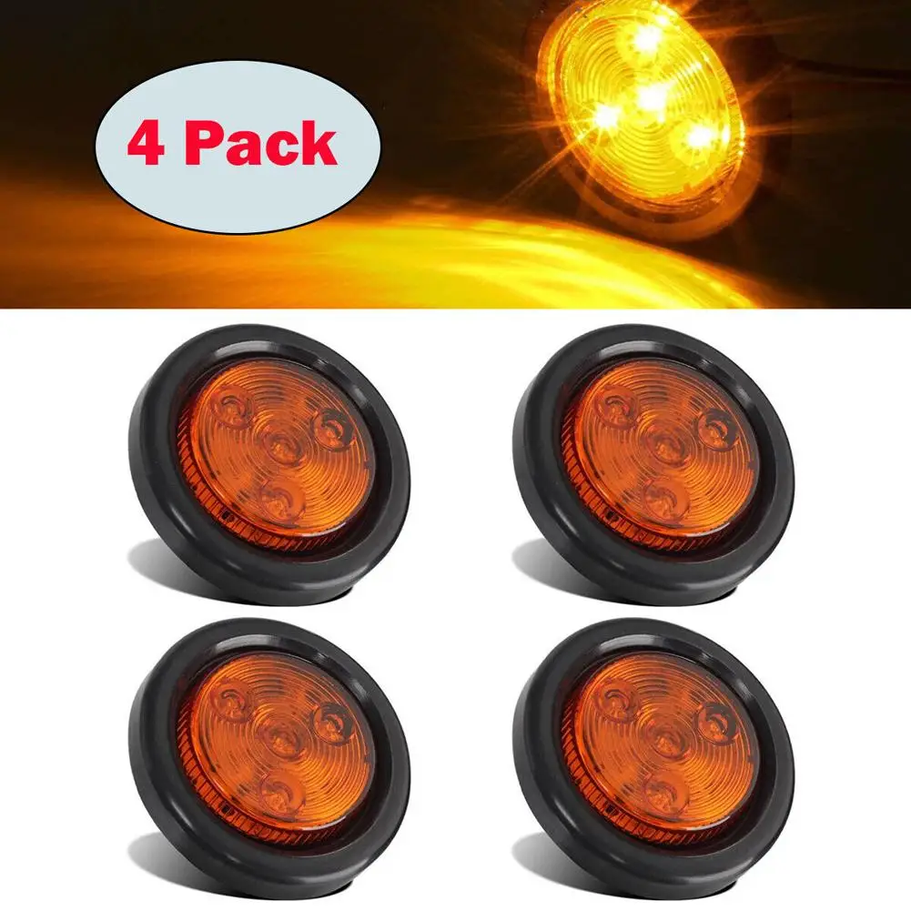 4pcs 2 Inch Round Car Side Marker Light Truck Trailer Taillight 4led ...