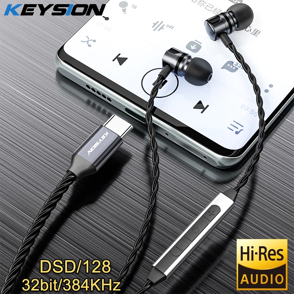 KEYSION-USB-C-HIFI-Earphones-DSD128-Headphones-Plated-Dynamic-Earbud ...