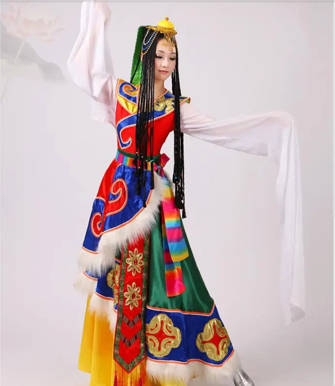 Chinese-Tibetan-Dance-Costume-Performance-Costume-Long-Sleeve-Stage ...