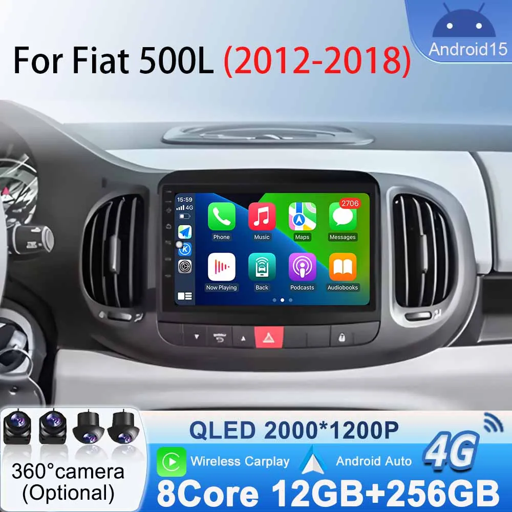 DSP Android 15 Head Unit for Fiat 500L 2012 - 2018 Car Radio Stereo ...