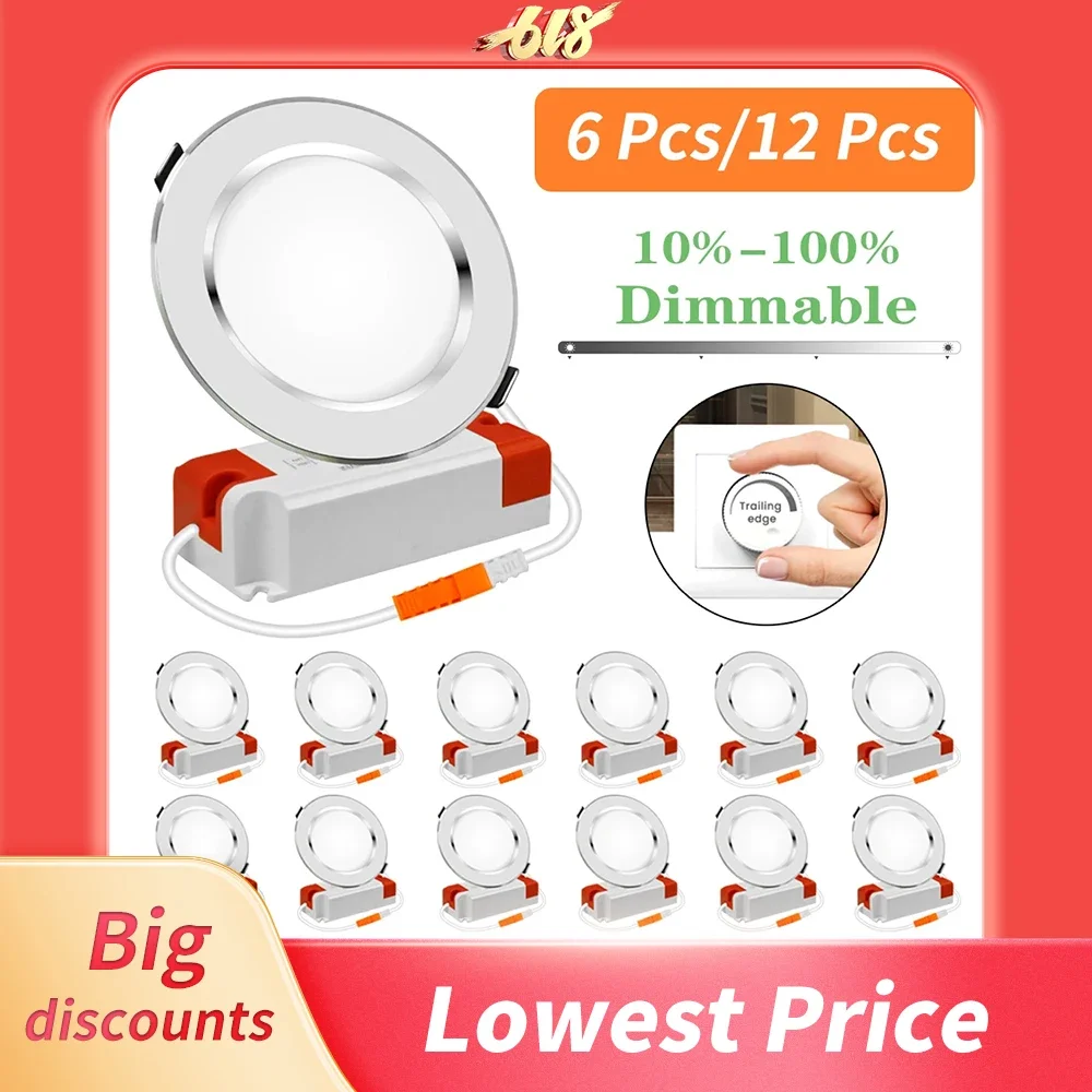 6-12pcs-Led-Downlight-5W-9W-12W-15W-Dimming-Ceiling-Lamp-Recessed-Down ...