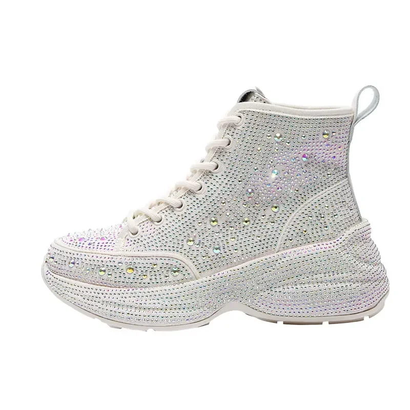 Platform-Genuine-Leather-High-Top-Shoes-For-Women-Fashion-Chic-Point ...