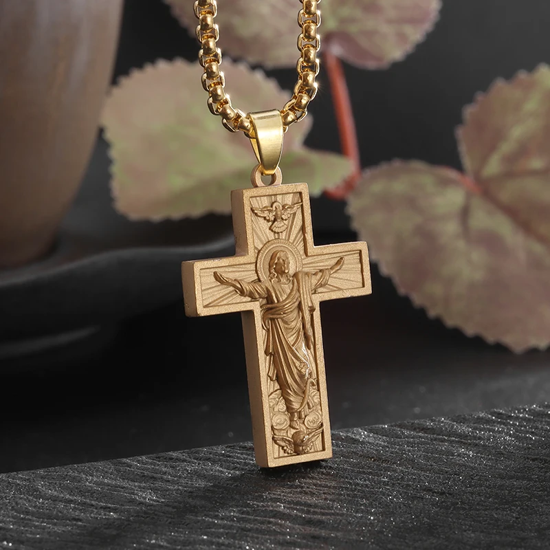Vintage-Religious-Christian-Jesus-Cross-Pendant-God-Necklace-Men-Women ...