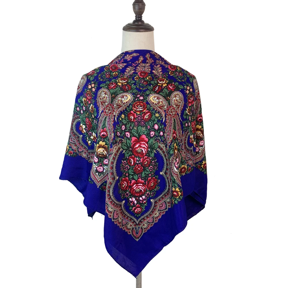100*100cm Russian Square Scarf Women Luxury Floral Print Bandana Shawl ...