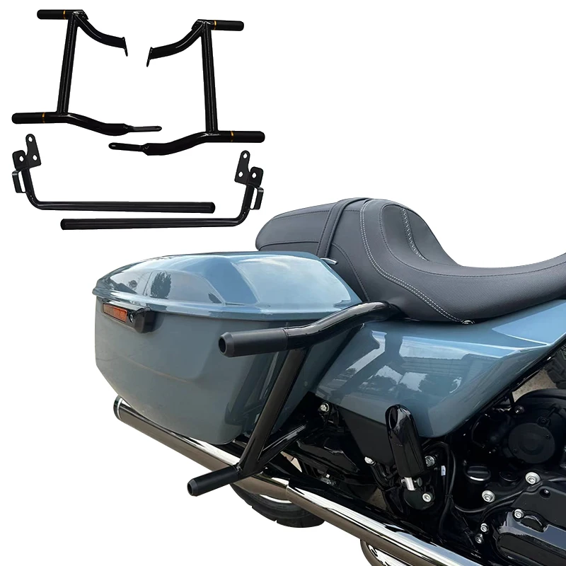 Motorcycle Parts Club Style Saddlebag Guard Rail Guard with Support Bar ...