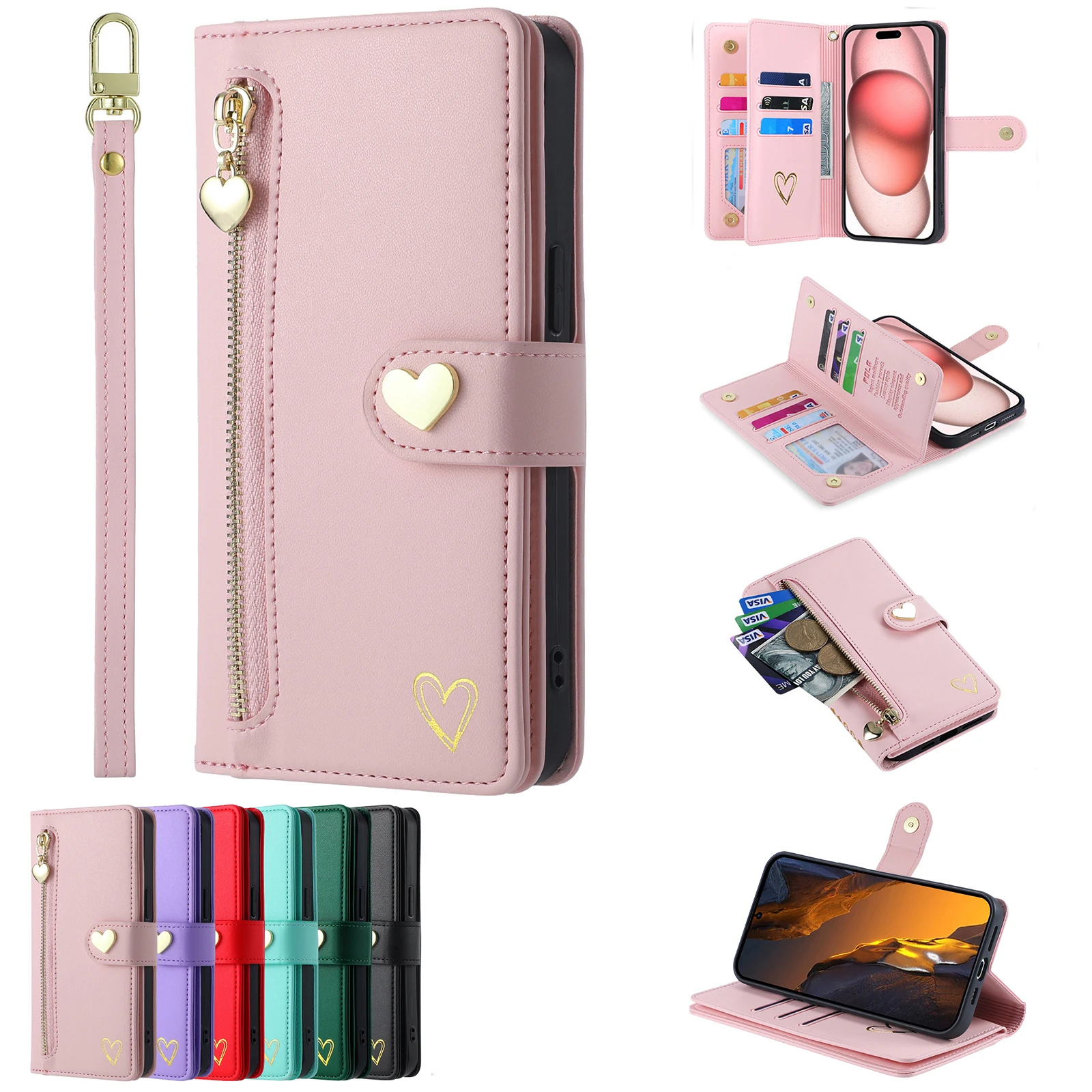Luxury-Flip-Zipper-Wallet-Case-for-LG-K62-K52-K42-K61-K51-Multi-9-Card ...