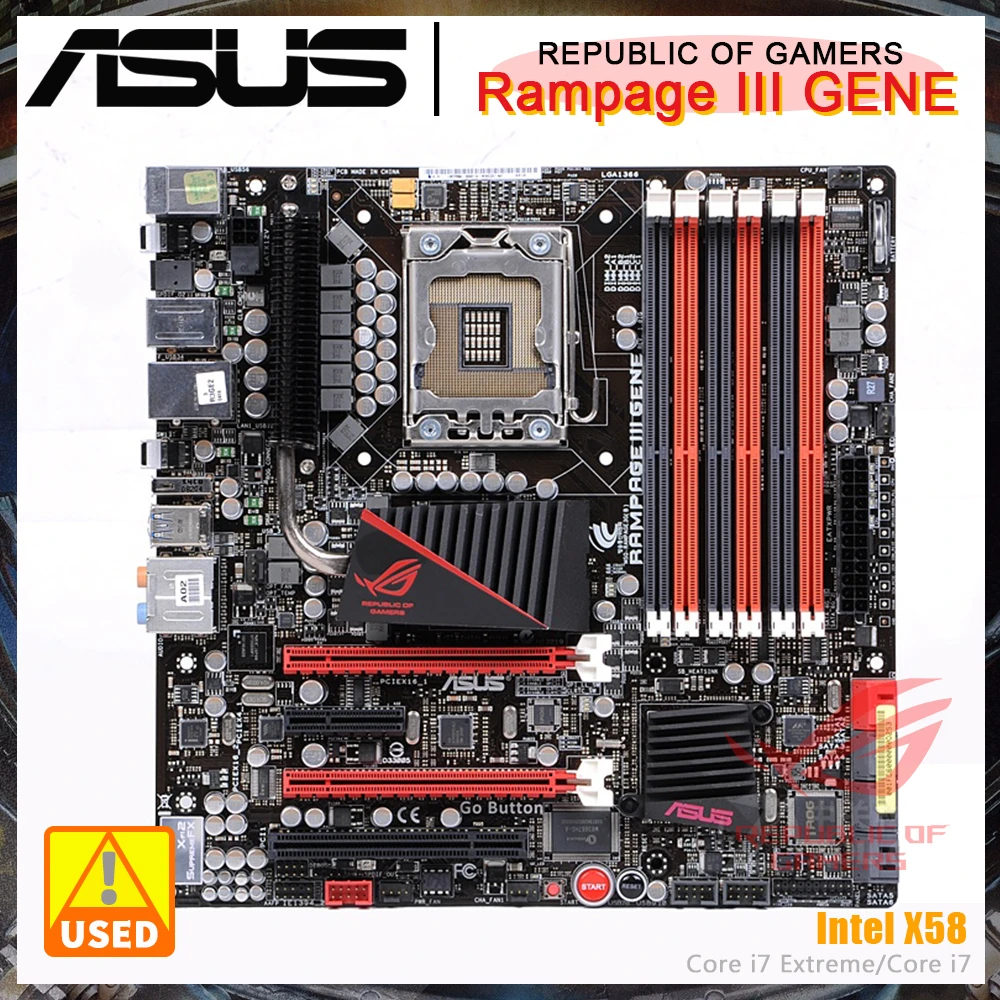 Asus rampage iii gene placa-mãe com intel x58 north bridge + ich10r sul ...