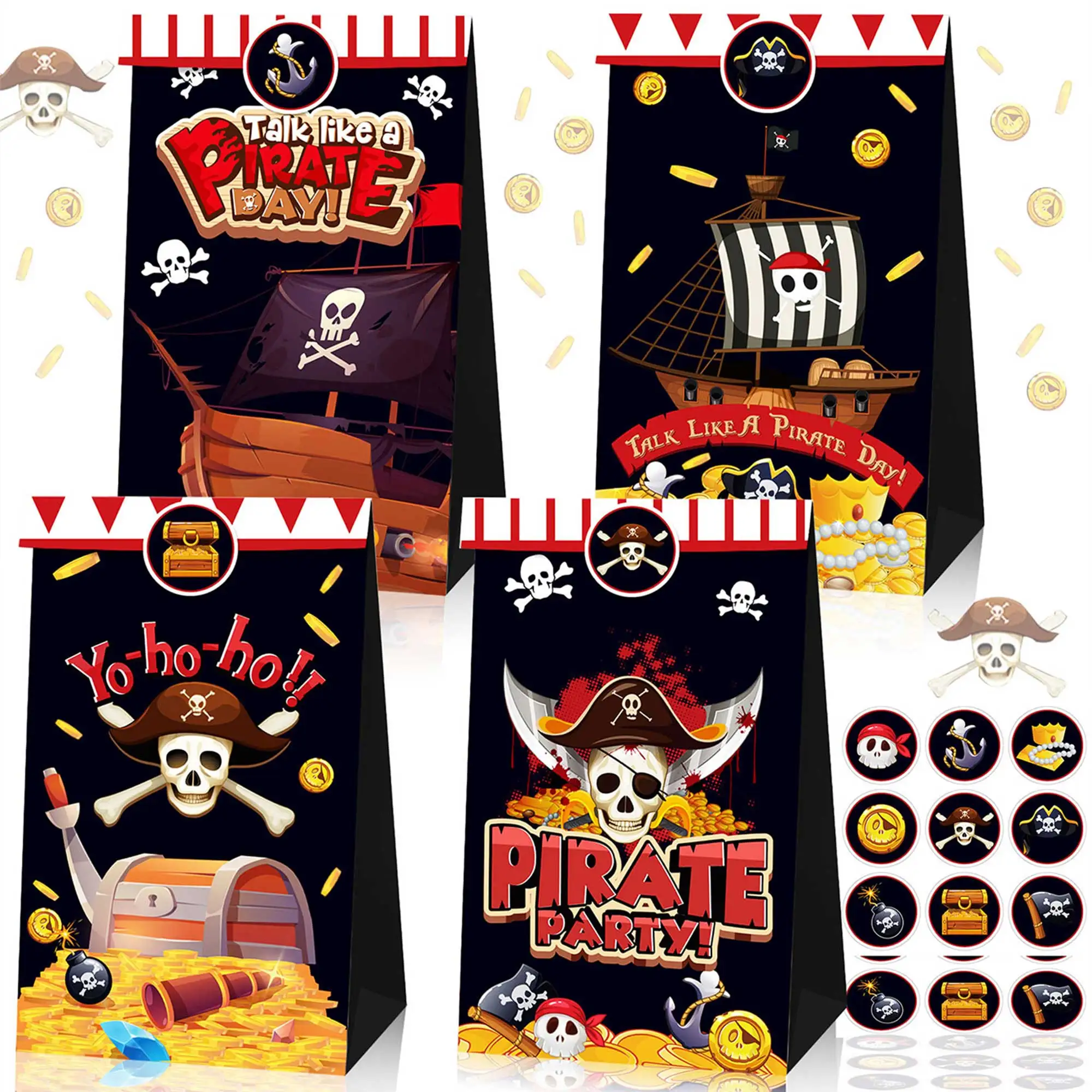 12-PCs-Pirate-Party-Supplies-Pirate-Party-Favor-Bags-Treasure-Hunt ...