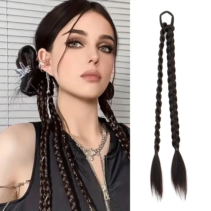 18Inch-Synthetic-Long-Straight-Braid-Ponytail-Hairpiece-With-Elastic ...