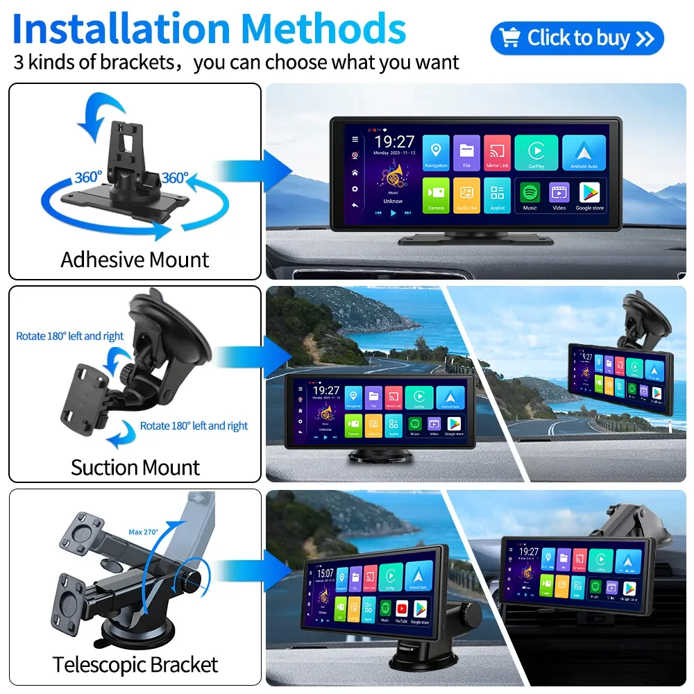 Dash Cam Holder Suction Cup 3M Sticky Mount Long Arm Telescopic Stand ...