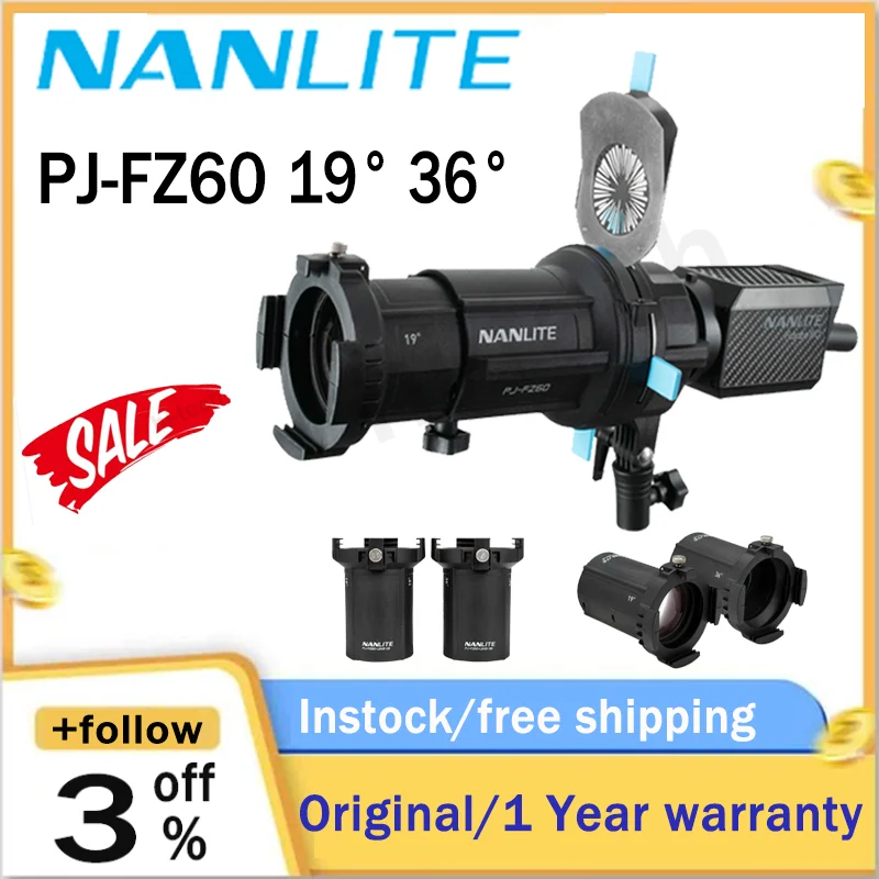 Nanlite PJ-FZ60 19° 36° Lens Spotlight Mount Set Lighting Modifiers ...