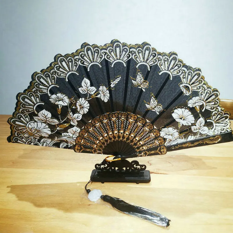 Oriental-Aesthetics-Butterfly-Love-Flower-Pattern-Folding-Fan-With ...