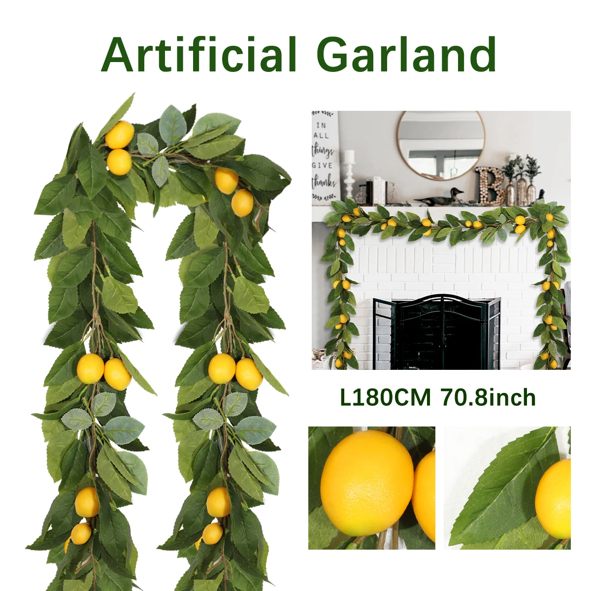 XIYA-FLOWER-Fake-Lemon-Garlands-Fake-Leaf-Rattan-Artificial-Plants ...