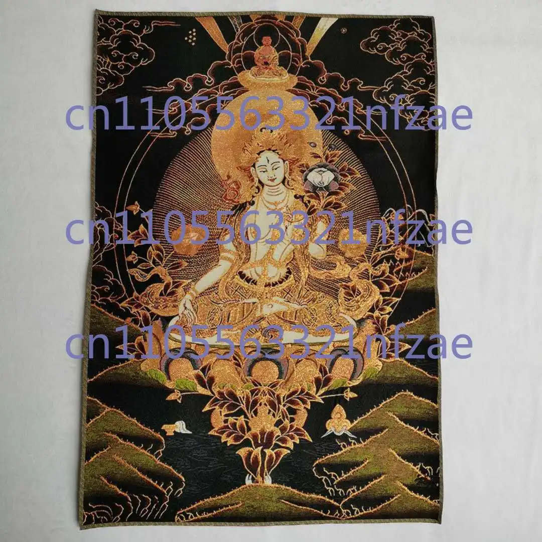 Tibet Tibetan Cloth Silk White Tara Spirit of Compassion Goddess Tangka ...