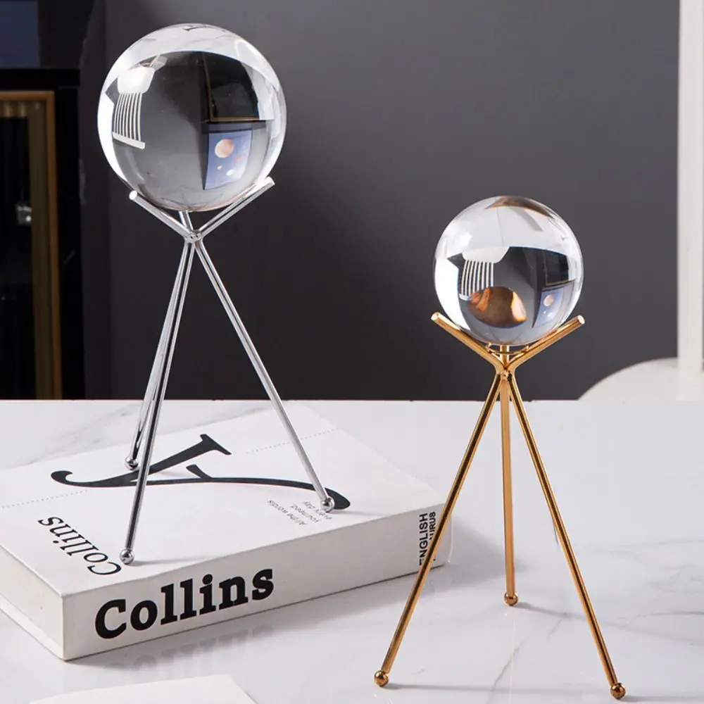 Nordic-Style-Gold-Silver-Metal-Crystal-Ball-Base-Triangle-Shape-Sphere ...