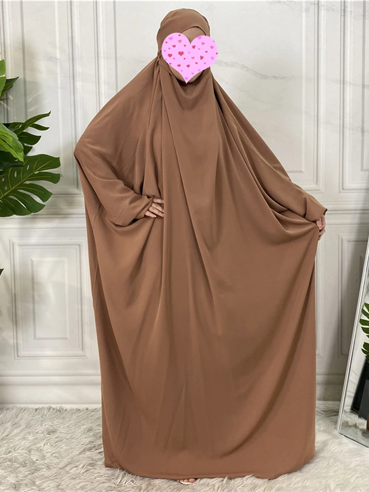 Muslim Jilbab One piece Prayer Dress Hooded Abaya Islam Clothing Women ...