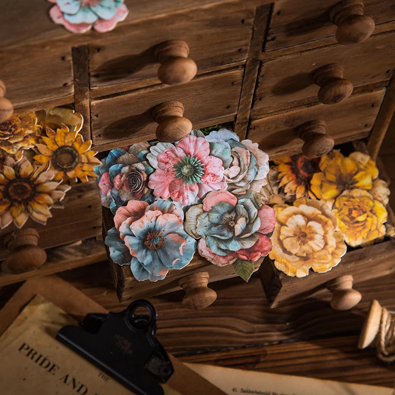 20-pcs-pack-Vintage-Flower-Stickers-Self-Adhesive-DIY-Decoration-Floral ...