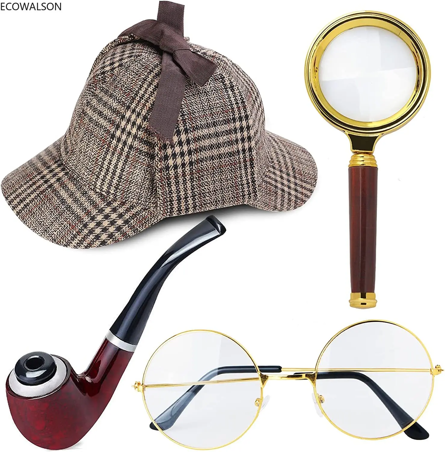 2022 Retro Detective Costume Accessories Set Detective Hat Glasses Role ...