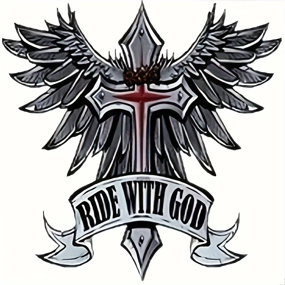1PC Ride With God Cross Wing Car Motorcycle Sticker Decal for Auto Moto ...