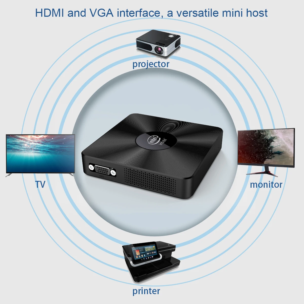 T92 умный мини-ПК Intel N3350 LPDDR3 8 Гб 64 Гб WIFI BT LAN VGA Windows 10 настольный мини-ПК ...