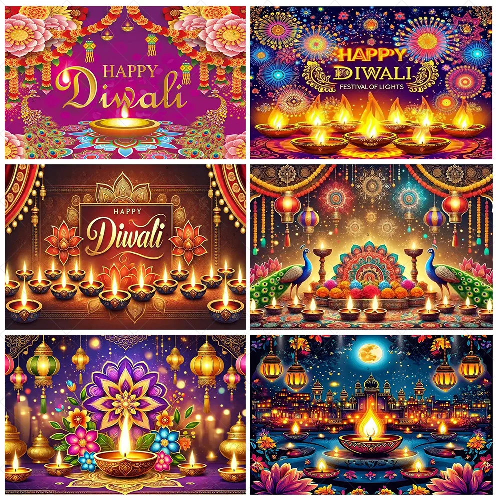 Happy Diwali Festival Backdrop Supplies Indian Traditional Deepavali ...