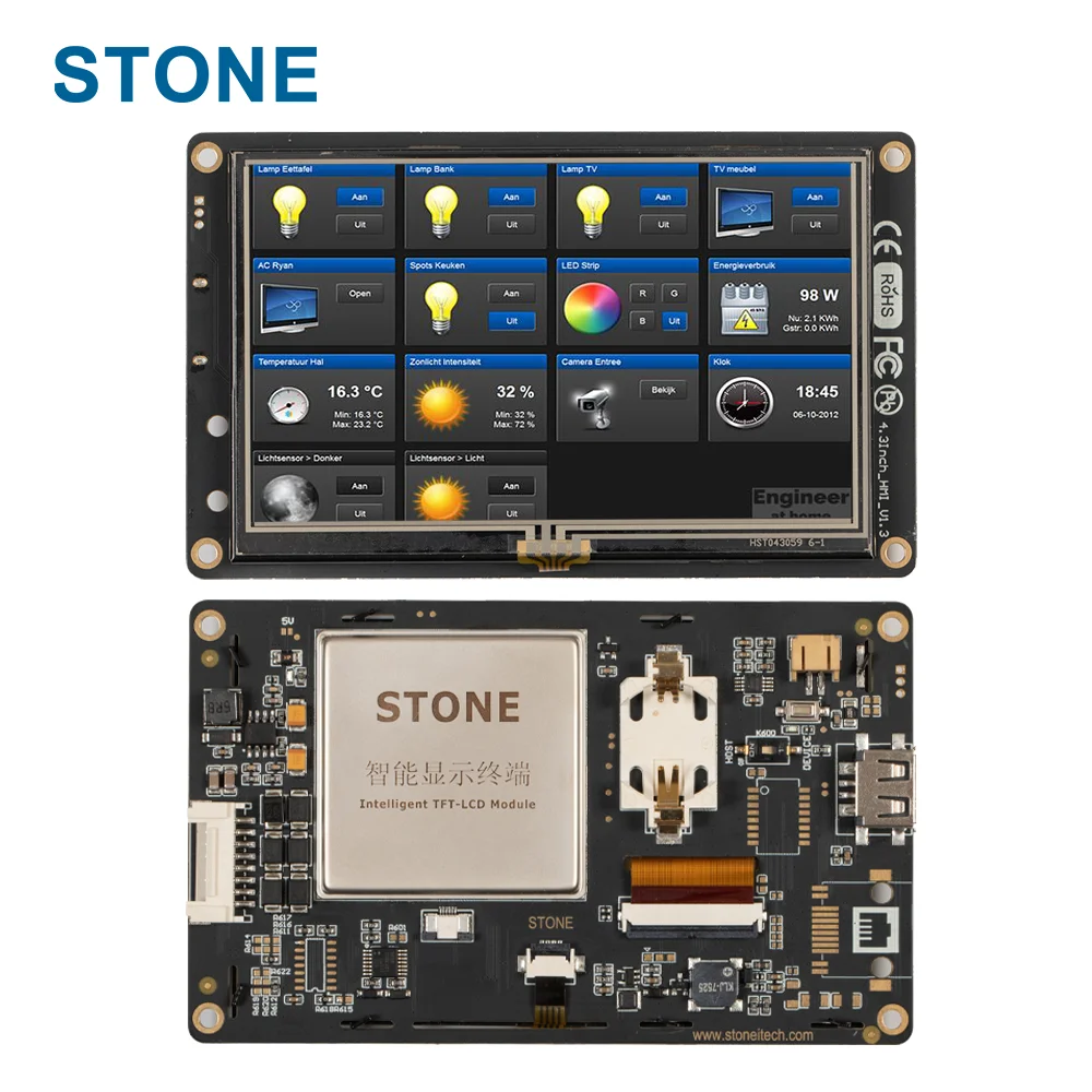 4.3 Inch Hmi Serial Lcd Display Module With Program+touch Screen For Equipment Control Panel ...