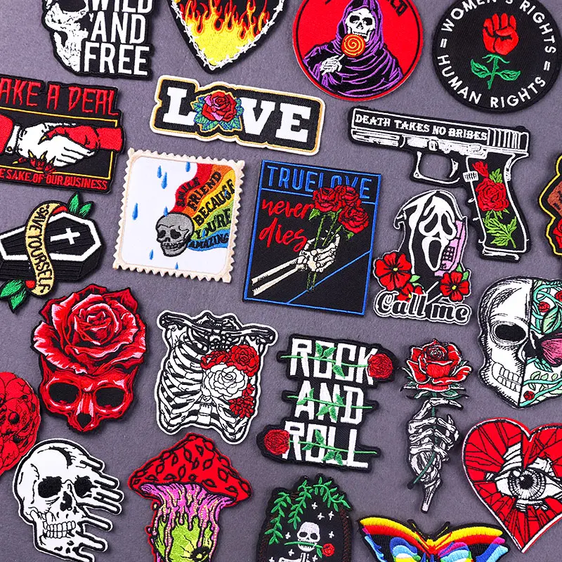 Patches Clothing Diy Skull | Skull Embroidered Patch Iron | Patches ...