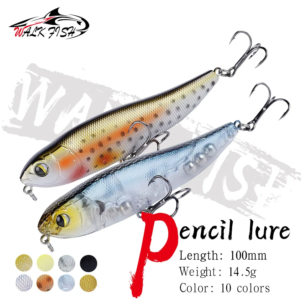 WALK FISH 1PCS 100mm 14.5g Topwater Pencil Surface Fishing Lure Walk ...