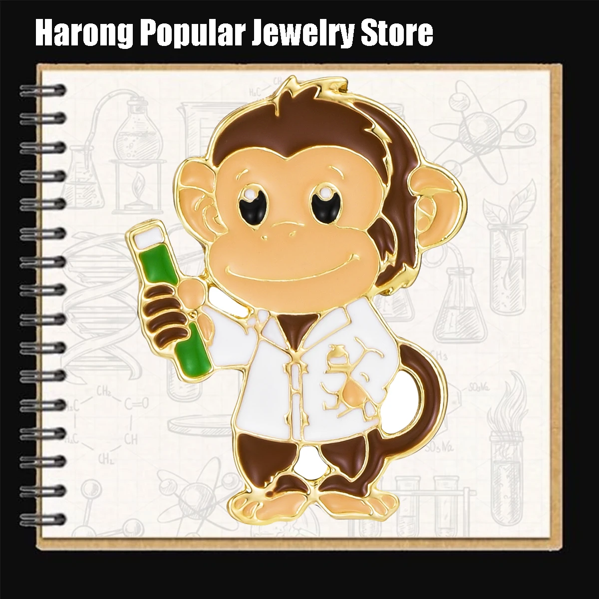 Harong-Chemistry-Biology-Lab-Monkey-Brooch-Pin-Cute-Science-Lapel ...
