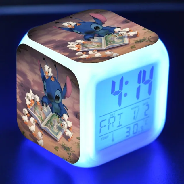 Lilo Stitch Colorful Color Changing Quartet Alarm Clock Led Night Light ...